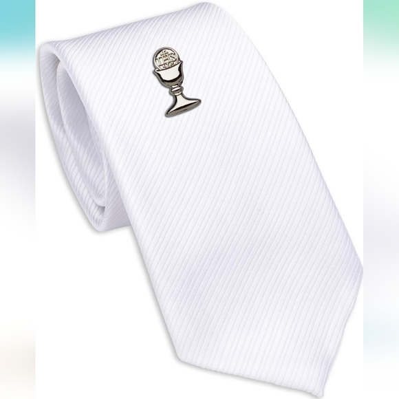 White Strip W/Chalice Pin | Other | Boys First Communion Tie | Poshmark